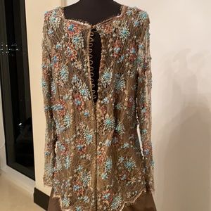 gabriella arango | Dresses | Bronze Long Sleeve Taffeta And Lace ...